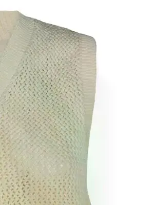 Carhartt Work In Progress Wax White Open-knit V-neck Sweater