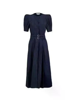 Gabriela Hearst Patricia Belted Midi Dress - Blue