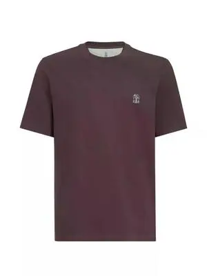 Brunello Cucinelli Cotton Jersey Crew-neck T-shirt With Logo - Purple