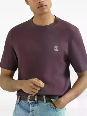 Brunello Cucinelli Cotton Jersey Crew-neck T-shirt With Logo - Purple