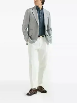 Brunello Cucinelli Wool, Alpaca And Silk Chevron Deconstructed Blazer - Grey