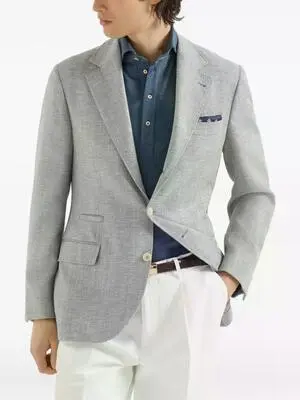 Brunello Cucinelli Wool, Alpaca And Silk Chevron Deconstructed Blazer