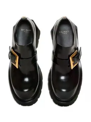 Balmain Anthem Glazed Leather Loafers