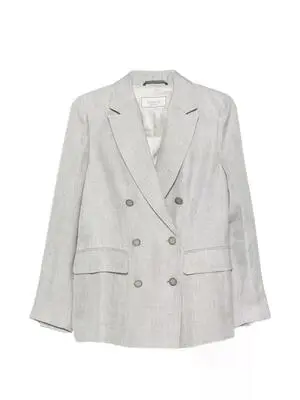 Peserico Double-breasted Linen Blazer - Grey