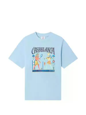 Casablanca Light Egyptian Tennis Match Short Sleeve T-shirt - Blue