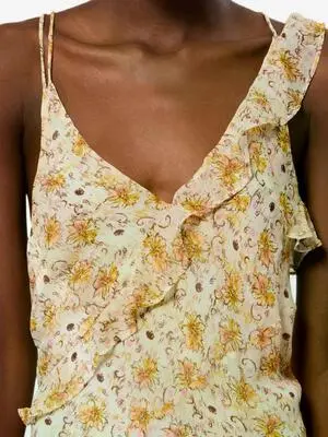 MARANT ETOILE Chiffon Floral Print Criss-cross Back Dress