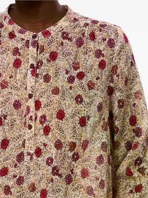 MARANT ETOILE Beige Cotton Floral Print Henley Top
