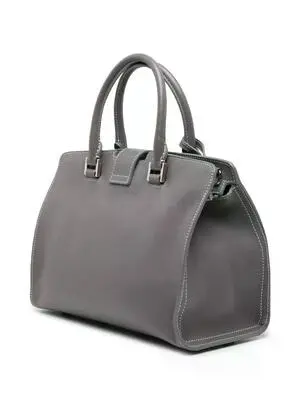 Saint Laurent Baby Leather Monogram Downtown Cabas Satchel - Grey