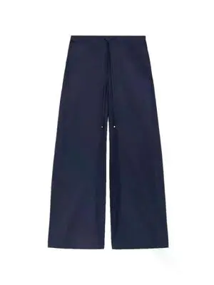 Loewe Navy Embroidered Anagram Drawstring Wide-leg Trousers - Blue