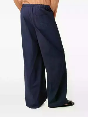 Loewe Navy Embroidered Anagram Drawstring Wide-leg Trousers