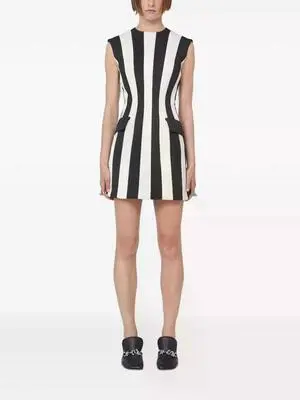 Max Mara Hourglass Striped Sleeveless Mini Dress - Black
