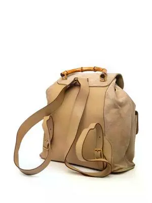 Gucci Suede Bamboo Drawstring Backpack