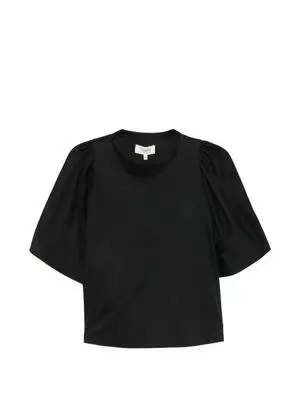 PSOPHIA Ruffled Cape-sleeve Cotton T-shirt - Black