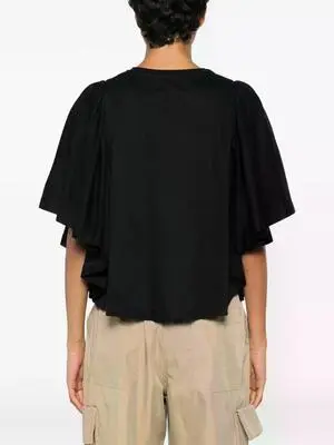 PSOPHIA Ruffled Cape-sleeve Cotton T-shirt