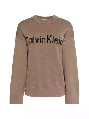 Calvin Klein Logo Intarsia-knit Sweater - Brown