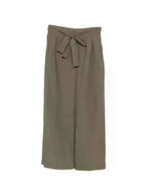 PSOPHIA Tie-waist Palazzo Pants With Crinkled Texture - Green