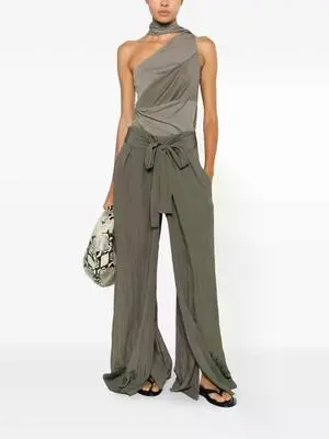 PSOPHIA Tie-waist Palazzo Pants With Crinkled Texture