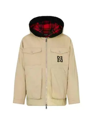 Dsquared2 Hooded Zip-up Jacket - Neutrals