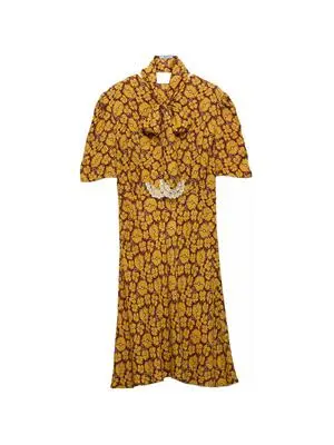 Prada Embroidered Floral Print Sablé Dress