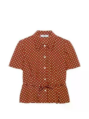 Prada Polka Dot Marocain Shirt - Brown