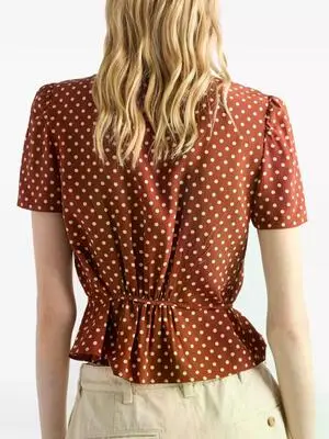 Prada Polka Dot Marocain Shirt - Brown