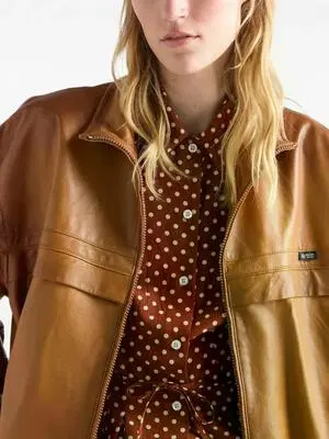 Prada Polka Dot Marocain Shirt - Brown
