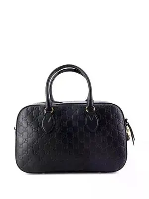 Gucci Signature Boston Bag In Leather - Black