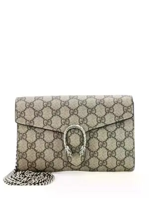 Gucci Dionysus Chain Wallet Gg Coated Canvas - Neutrals