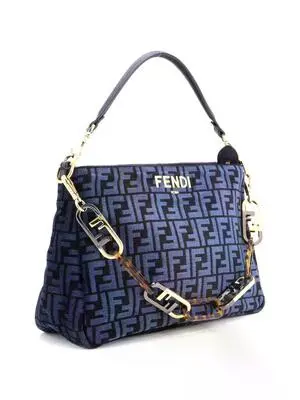 Fendi O'lock Zip Shoulder Bag Zucca Chenille Hobo Bag