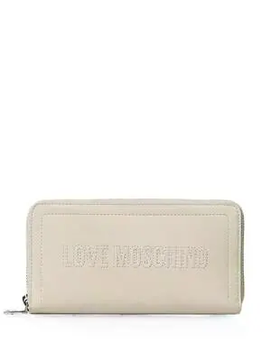 Moschino Embroidered Zip-around Wallet - Neutrals