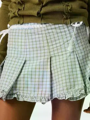 Miu Miu Pleated Check Miniskirt