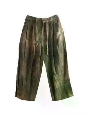 ZIGGY CHEN Abstract Pattern Pleated Trousers - Brown
