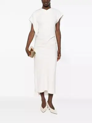 Victoria Beckham Cream Draped Asymmetric Dress
