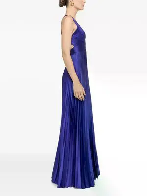 NISSA Pleated Satin Maxi Dress