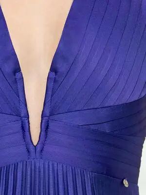 NISSA Pleated Satin Maxi Dress