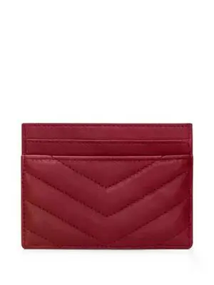 Saint Laurent Cassandre Quilted Card Holder - Red