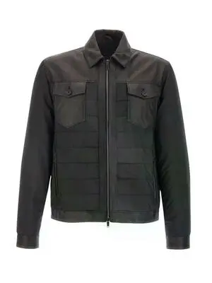 VOLFAGLI FIRENZE Massenzio Leather-panelled Quilted Jacket - Black