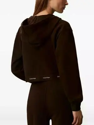 Calvin Klein Logo-tape Cropped Zip-up Hoodie