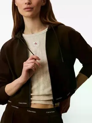 Calvin Klein Logo-tape Cropped Zip-up Hoodie
