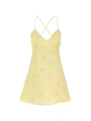 MC2 SAINT BARTH Marge Floral-embroidered Mini Dress - Yellow