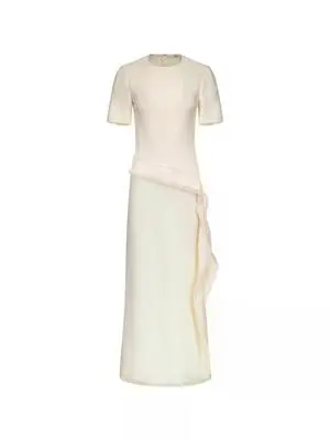 FFORME Crepe Frayed Maxi Dress - Neutrals
