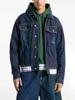Dsquared2 Distressed Logo-trim Denim Jacket