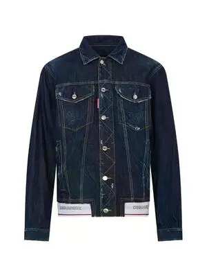 Dsquared2 Distressed Logo-trim Denim Jacket - Blue