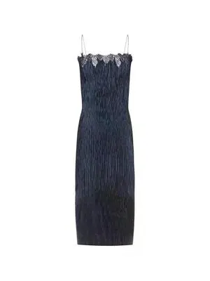 FFORME Lumie Lace-trimmed Plissé Dress - Blue