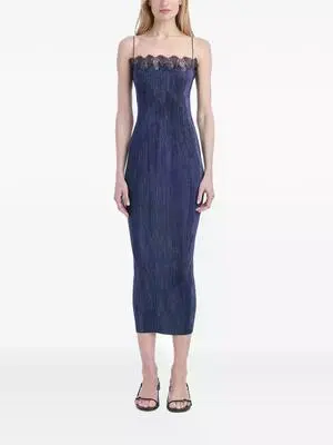 FFORME Lumie Lace-trimmed Plissé Dress