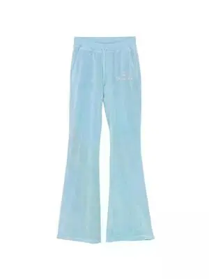 SPORTY & RICH Juicy Couture Rhinestone Embellished Velour Track Pants - Blue