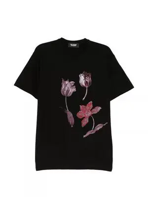 Yohji Yamamoto Floral-print T-shirt - Black