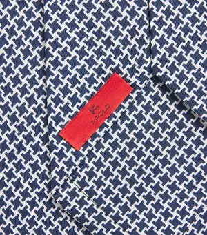 Isaia Silk Houndstooth Jacquard Tie