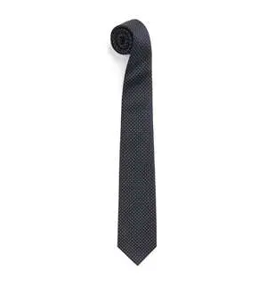 Isaia Silk Polka-dot Jacquard Tie - Navy