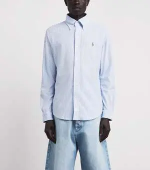 Polo Ralph Lauren Cotton Mesh Stripe Oxford Shirt - Blue